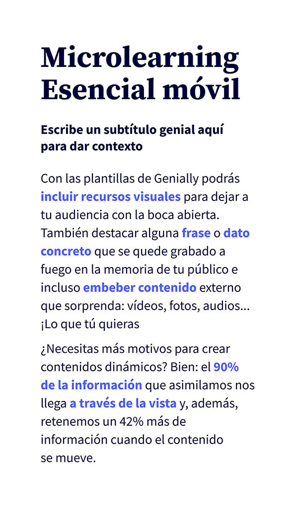 Microlearning esencial móvil | Plantillas de Genially